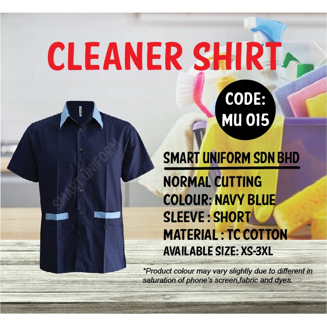 Cleaners Shirt Navy Blue/Maroon Smart Uniform | Shopee Malaysia