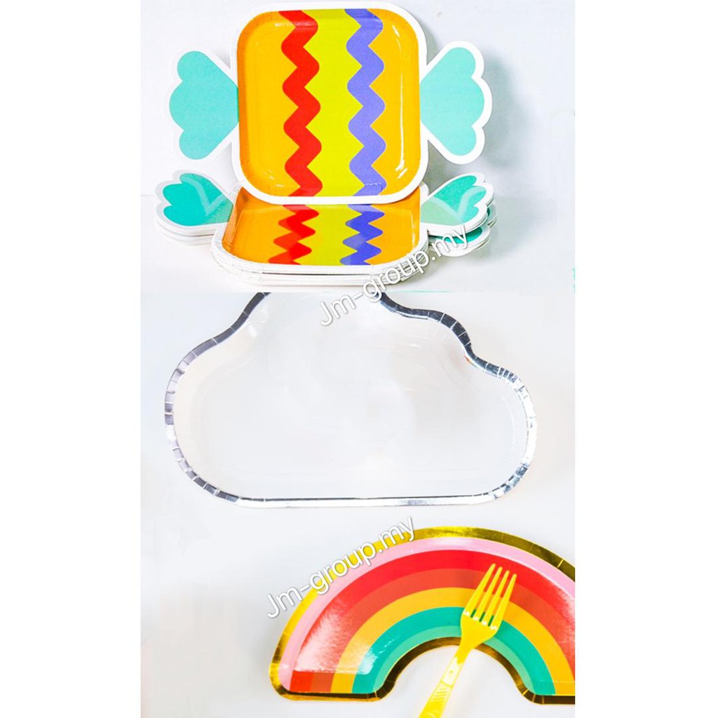 Paper Plate Rainbow Shape 8PCS / Paper Plate Candy Shape 8 PCS /Paper ...