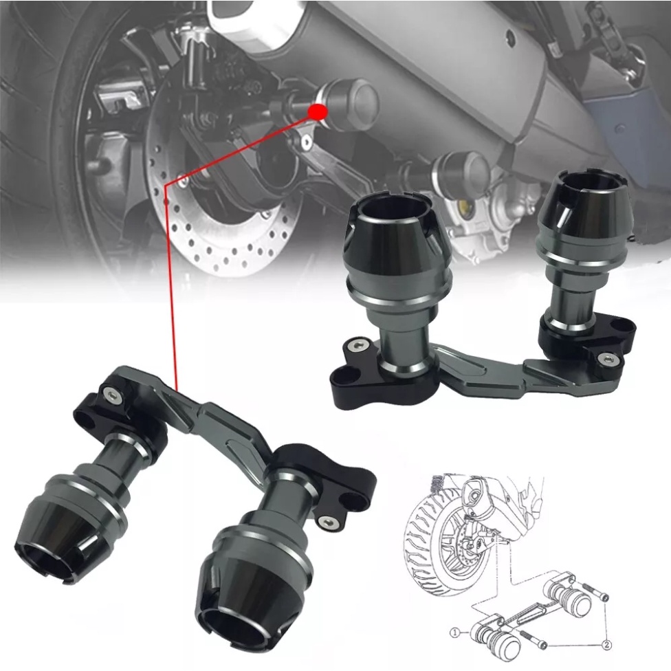 EXHAUST FRAME SLIDER CNC ALLOY XMAX NMAX NVX YAMAHA EKZOS PROTECTOR ...