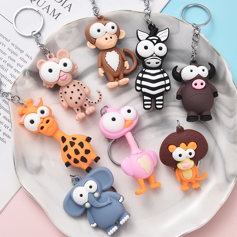 Cute Animal Shaped Keychain Pendant / Soft Plastic Cartoon Key Ring For ...