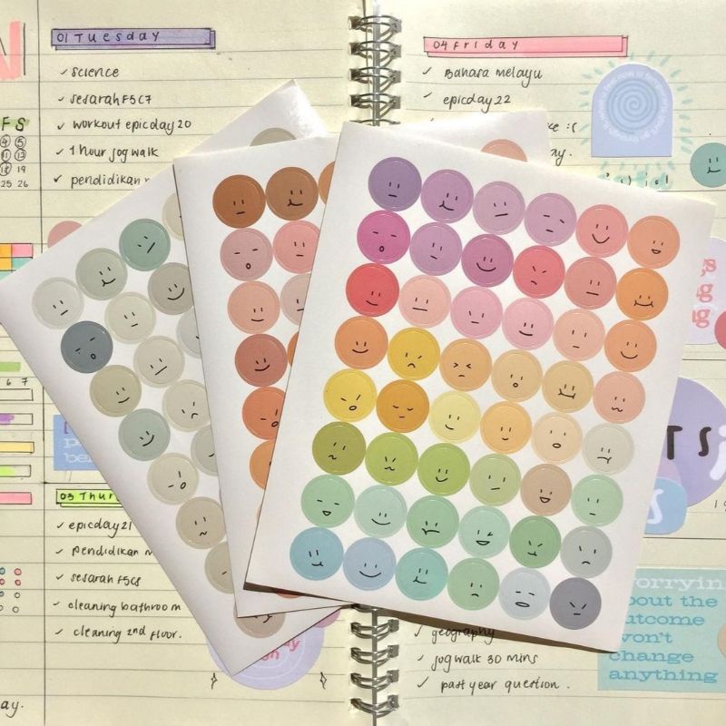 Face emoticon aesthetic sticker bullet journal cute stickers for bujo ...