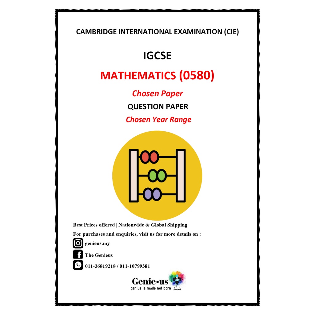 [Yearly - Mathematics] Cambridge IGCSE Mathematics Past Year Papers ...