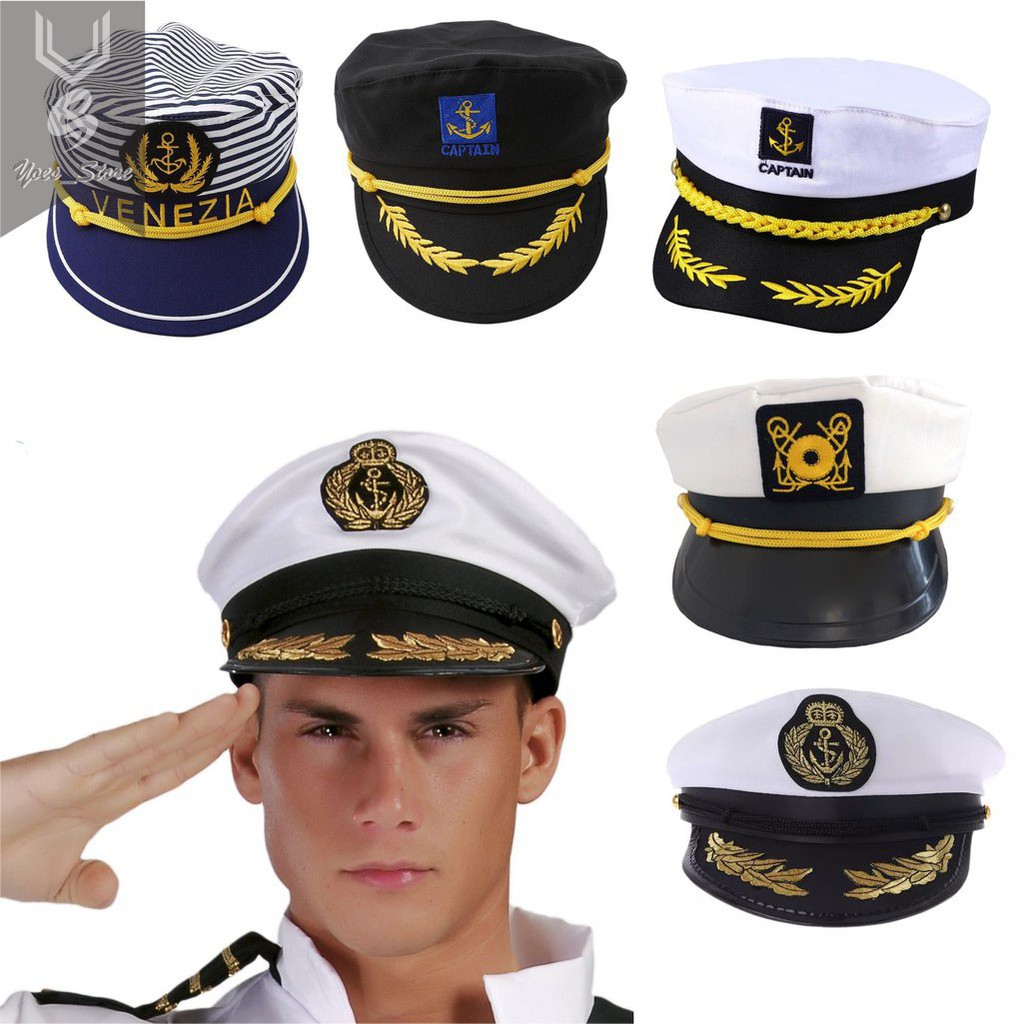 White Yacht Navy Skipper Sailor Military Nautical Captain Hat - Captain ...