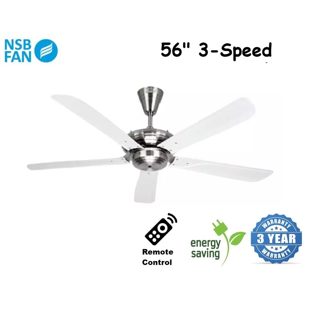 NSB Xtreme 5 Blades Remote Control Ceiling Fan 56" (ST/WH) | Shopee ...