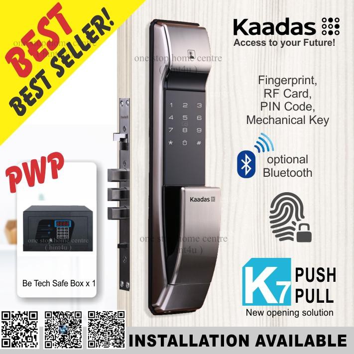 KAADAS K7 (Silver) Fingerprint Push Pull Digital Door Lock Free Installation | Shopee Malaysia