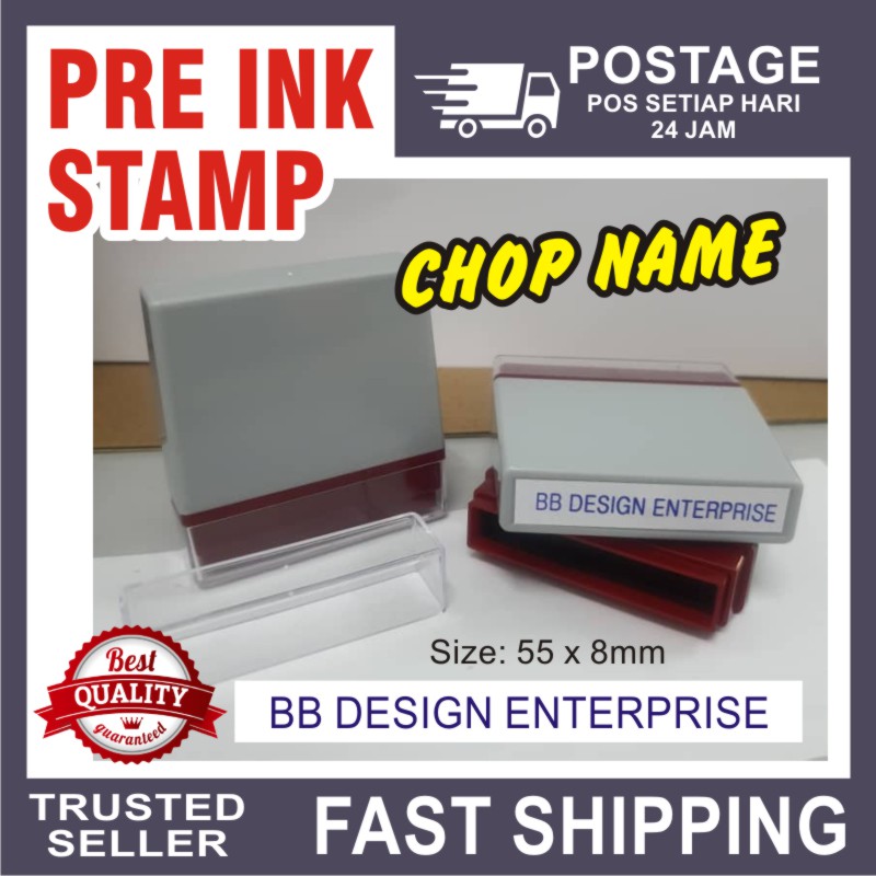 [Ready Stock] 24hour shipping Pre-ink Stamp - Chop Name (1 line) 快速自动印章 ...