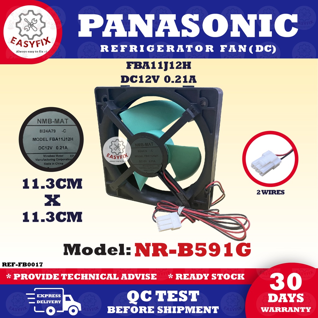 (11.3CM ) NR-B591G PANASONIC DC12V 0.21A REFRIGERATOR FAN FBA11J12H 2 ...