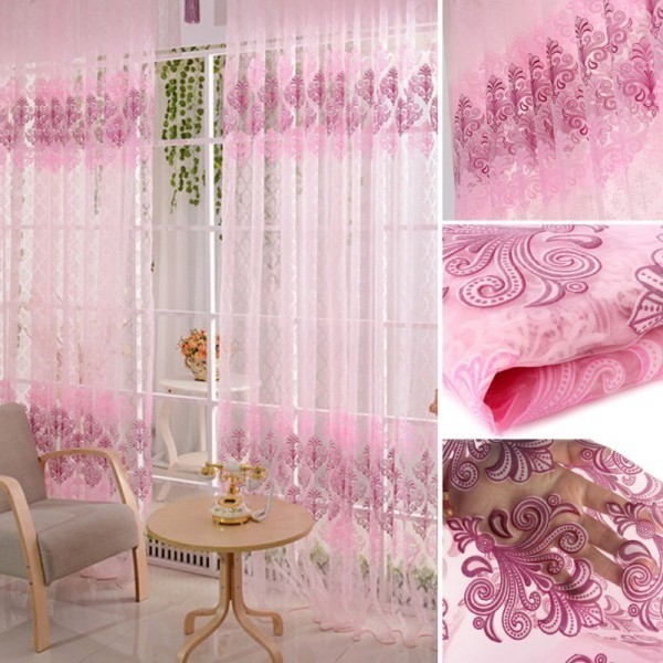 Langsir Cantik Floral Pattern Day Curtain Window Room Drape Voile ...