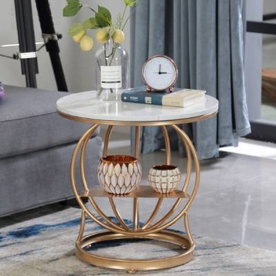 Meja Sisi Modern Marble Top Nordic Side Table Coffee Table Iron Living ...