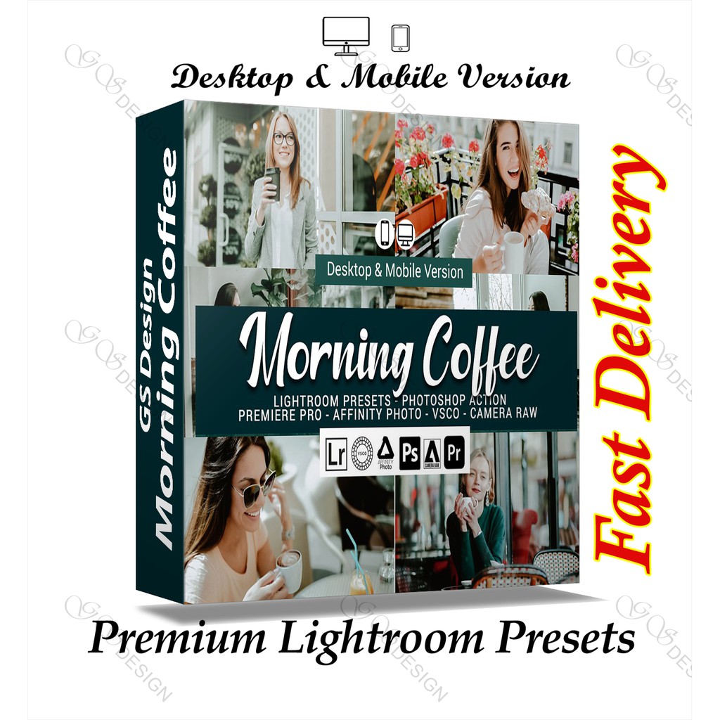 16 Morning Coffee Premium Lightroom Presets Work in Mobile App, Desktop WINS & MAC, PS, Premiere ...