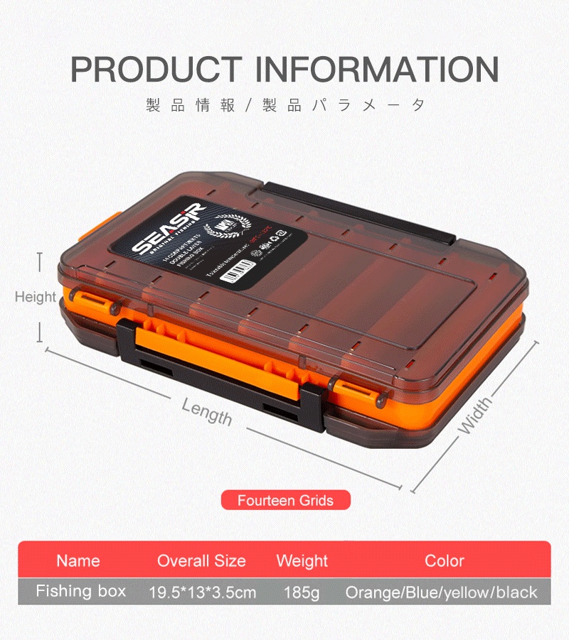 SEASIR Double Side Fishing Tackle Box Lure Storage Plastic Box Multi ...