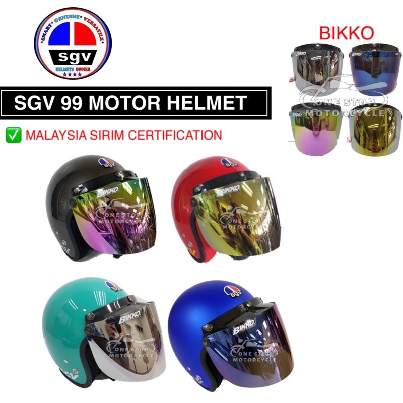 SGV 99 MOTO HELMET TOPI KELENDAR 3 PIN HELMENT WITH BIKKO VISOR SIRIM ...