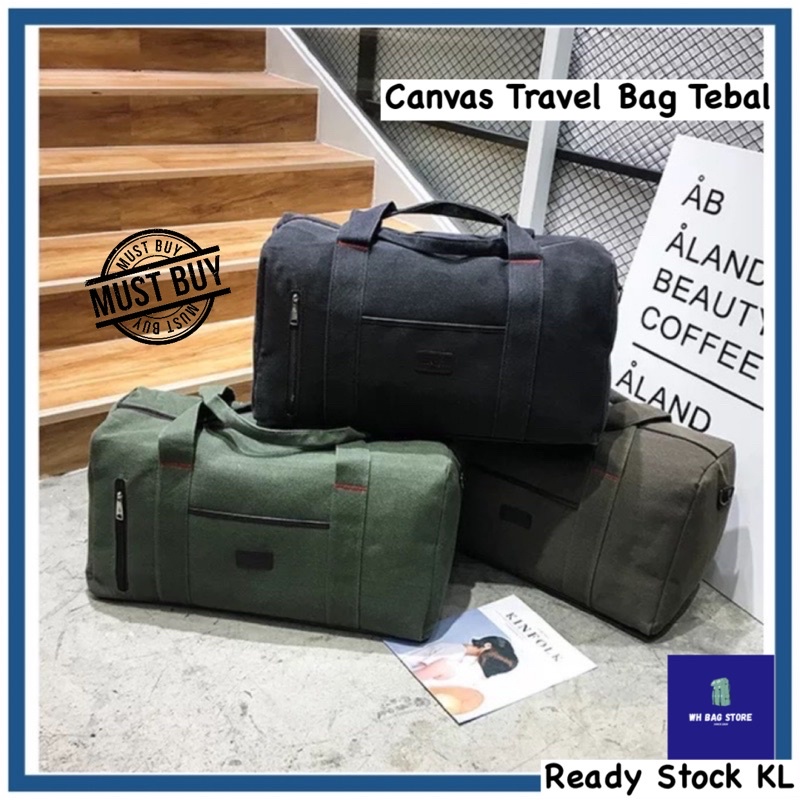 Travel Bag Canvas Luggage Beg Kampung Beg Gym Bag Canvas Bag Beg Balik ...