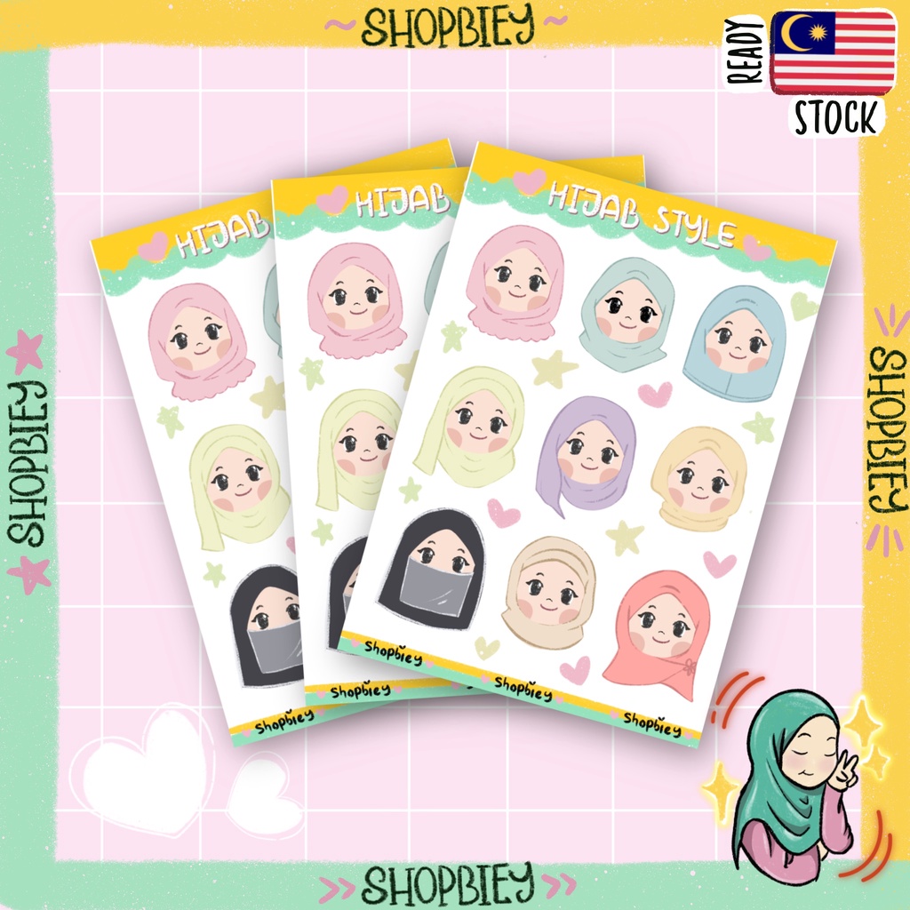 STICKER SHEET HIJAB STYLE FOR JOURNALLING AND PLANNER MUSLIMAH PLANNER ...