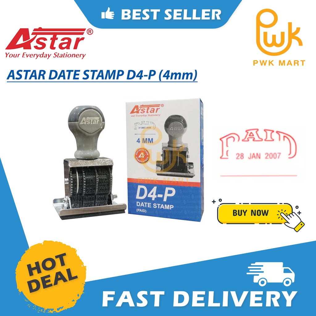 Astar Date Stamp / Dater Stamp / Cop Tarikh (Received D4-R / Paid D4-P ...