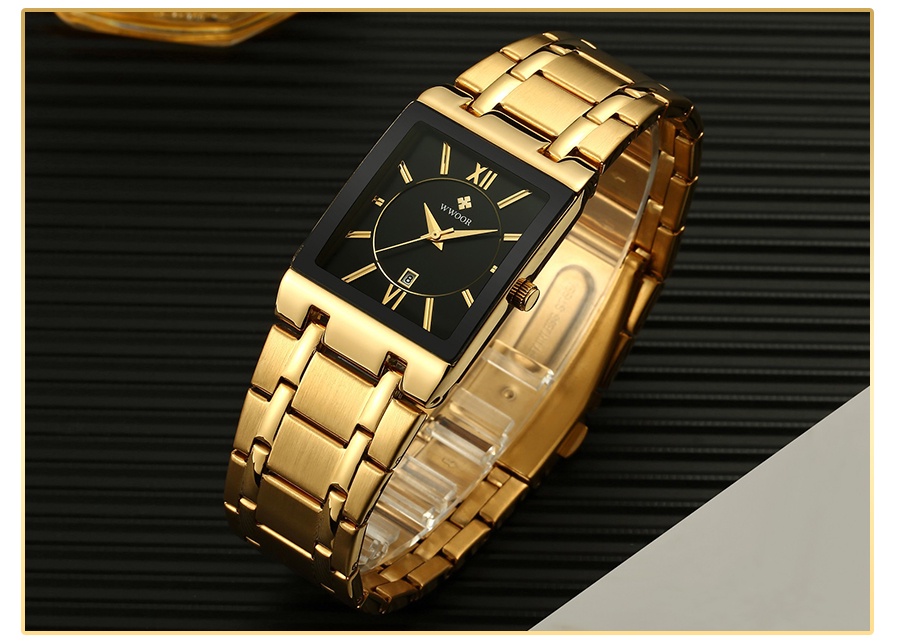 WWOOR New Fashion Design Black Watch Women Luxury Square Ladies Dress ...