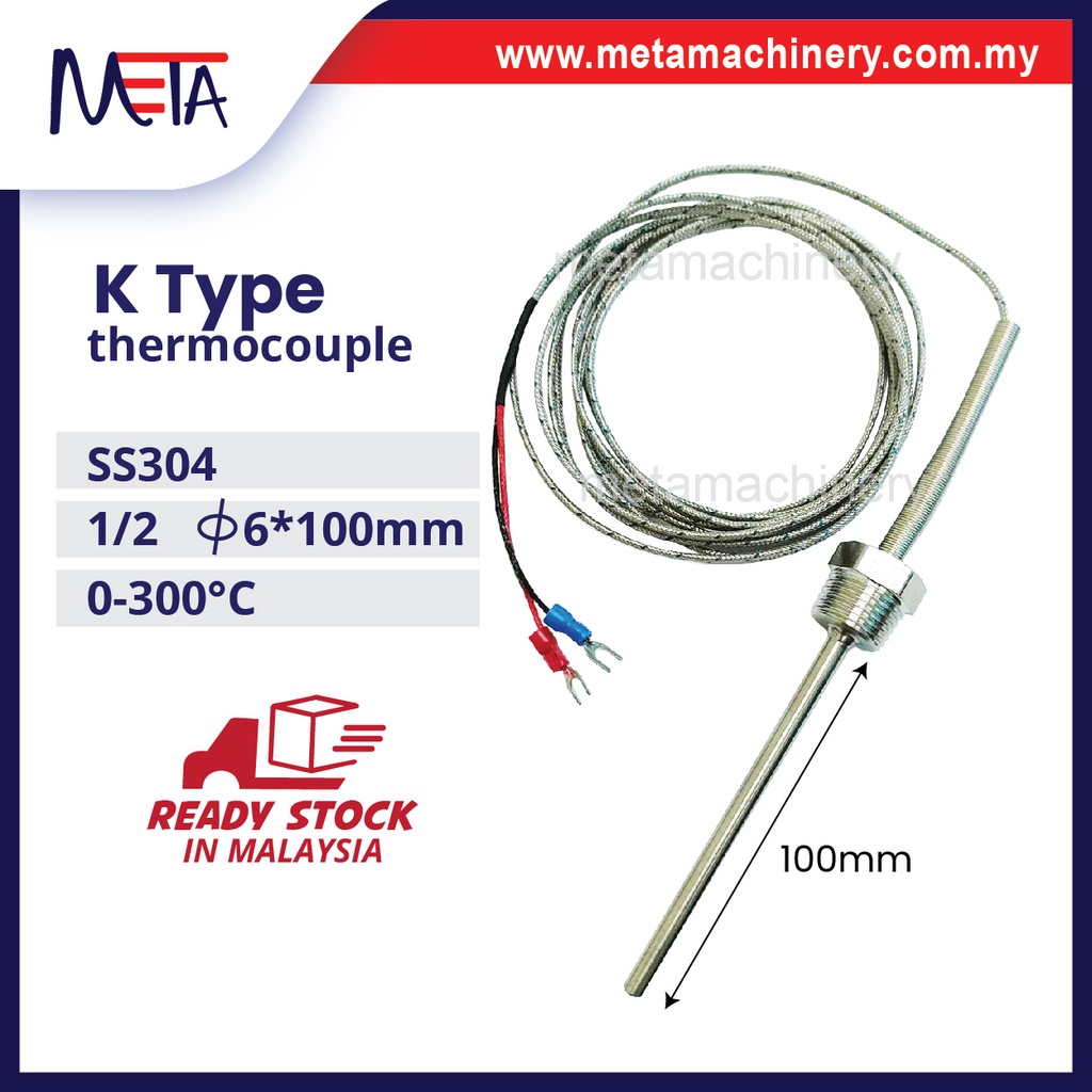 K Type Thermocouple Wire 100mm Stainless Steel Temperature Controller 0 ...