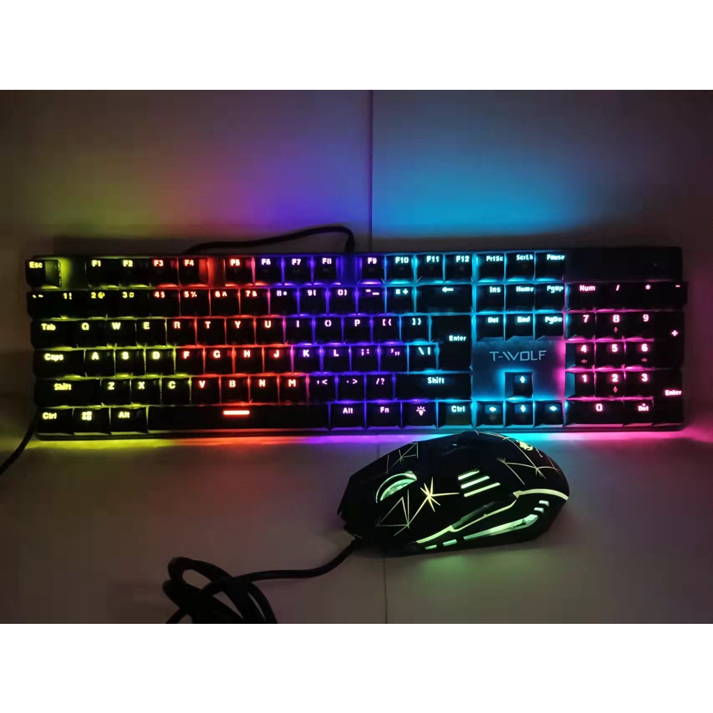 12 COLORT-WOLF True Mechanical Keyboard Wrangler LOL Gaming Internet ...