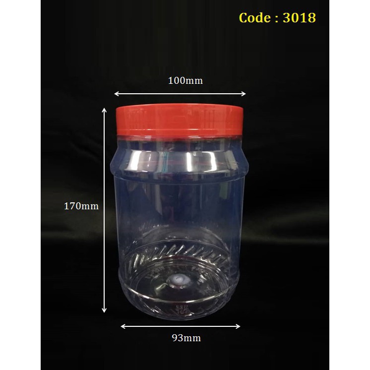 aaraco Balang Plastik Saiz M Sederhana Kuih Cookie Kerepek Jar Pet ...