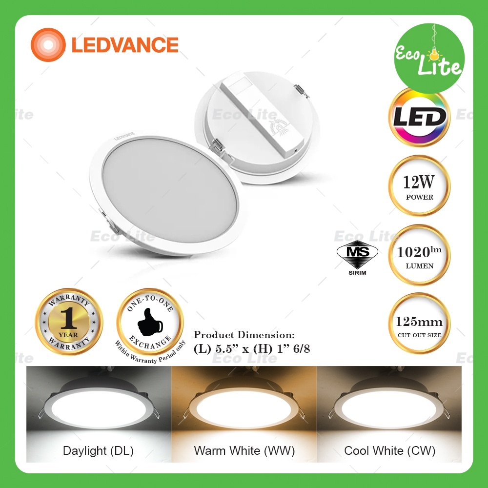 OSRAM LEDVANCE 12W/18W/24W 5"/6"/8" LED ECO G2 DOWNLIGHT NEW MODEL ...
