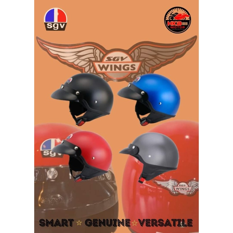 SGV NEW WINGS HALF HELMET (3 BUTTON VISOR) | Shopee Malaysia