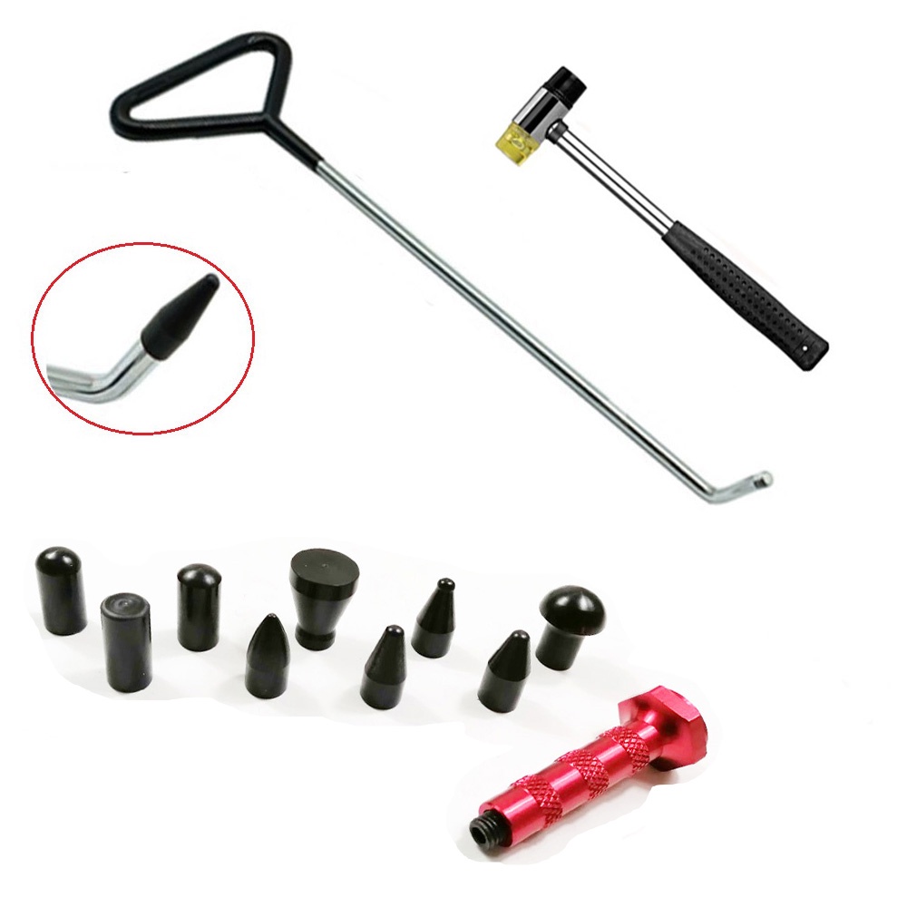 Dent Puller Rods Hook Tools Push Rod with 9pcs Dent Puller Heads Dent ...