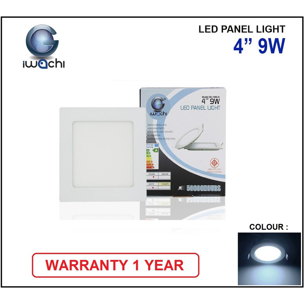 IWACHI LED PANEL LIGHT DOWN LIGHT 4" 9W SQUARE HIGH QUALITY | Shopee ...