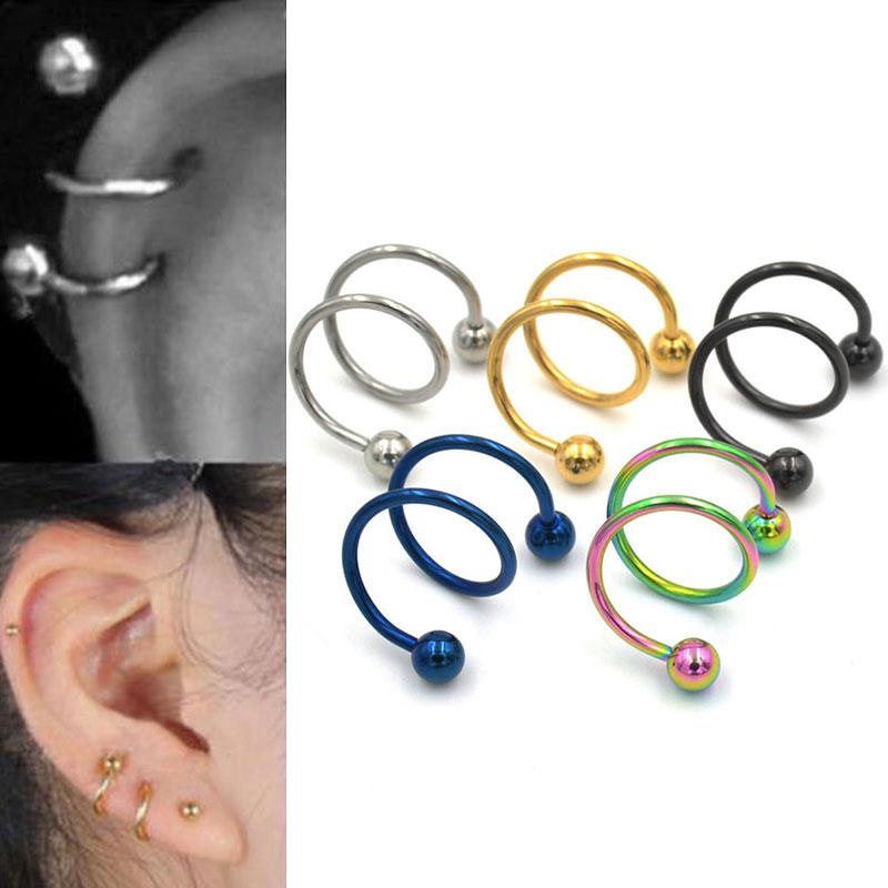CG Punk Stainless Steel S Spiral Helix Ear Stud Lip Nose Ring Cartilage Piercing | Shopee Malaysia
