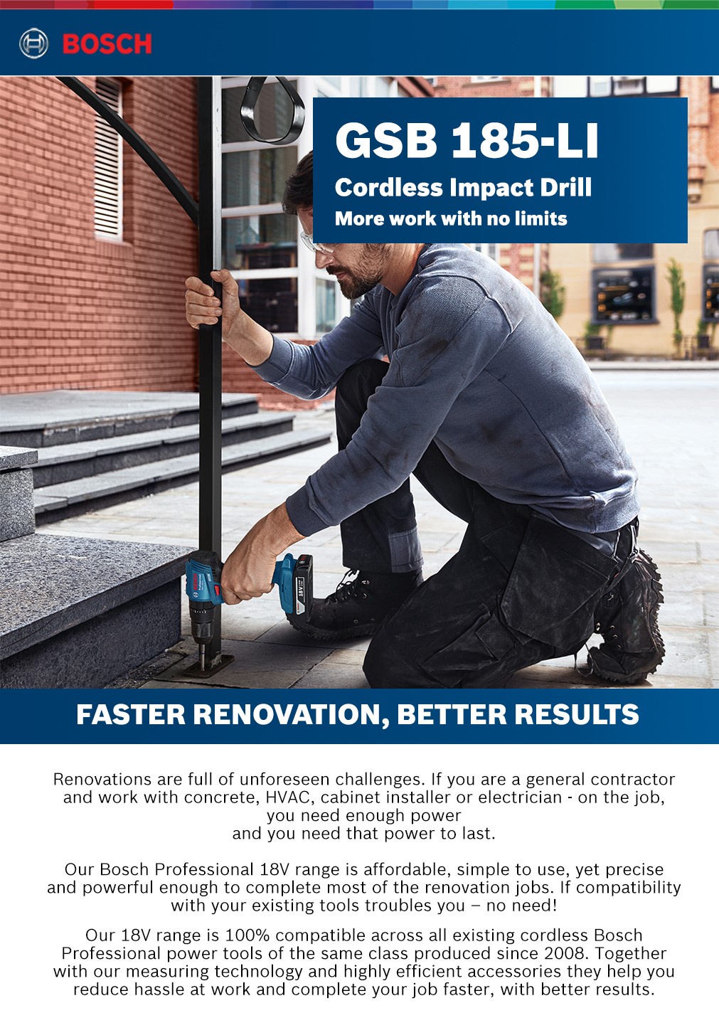 BOSCH GSB 185-LI Brushless Cordless Impact Drill With 2 Batteries ...