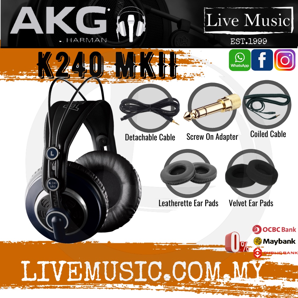 AKG K240 MKII Semi-open Pro Studio Headphones (K-240 / K 240 mk2 ...