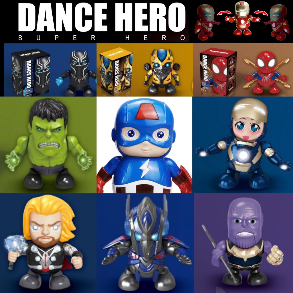 NEW DANCE HERO Dancing Robot Toys Music Light Superhero Ironman ...