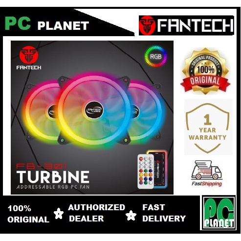 FANTECH FB-301 TURBINE Computer PC Case RGB Cooling Fan with Controller ...