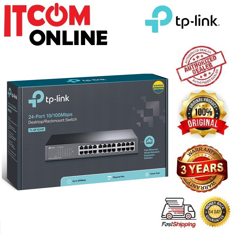 TP-LINK 24 PORT 10/100MBPS STANDARD DESKTOP / RACKMOUNT NETWORK SWITCH ...