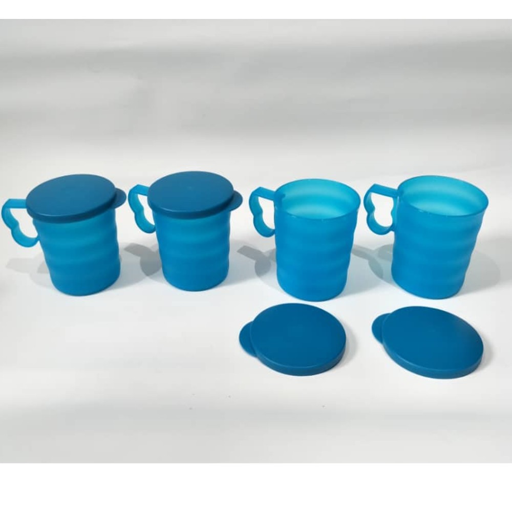 Tupperware Blossom Mugs 350ml with Cover (Set of 4) - Blue | Shopee ...