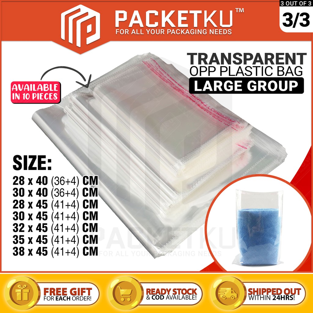 READY STOCK 🔥 (LARGE GROUP) 10PCS Transparent OPP Plastic Bag Self ...