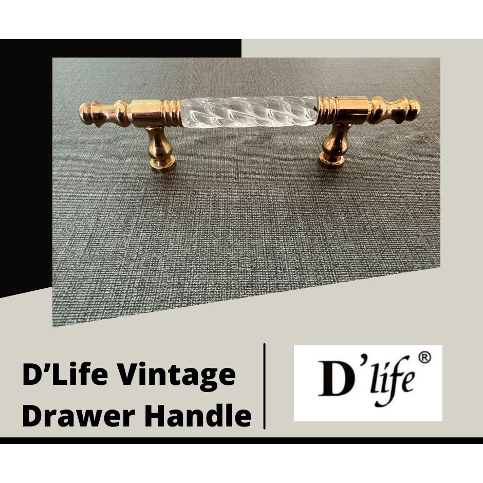 D'Life Vintage Style Brass Transparent Acrylic Handle Vertical Pattern ...