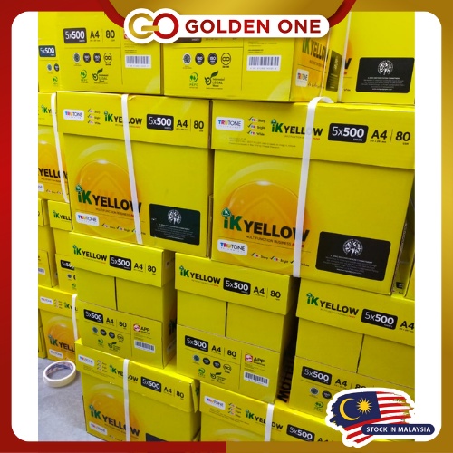【1CTN=2500SHEET ! ! !】IK YELLOW A4 PAPER 80GSM **1RIM=500SHEET** (PRICE ...