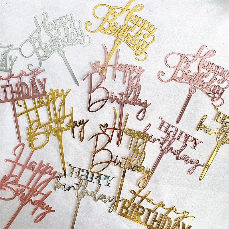 Happy Birthday Toper - GOLD acrylic Happy Birthday Cake Topper - GOLD ...