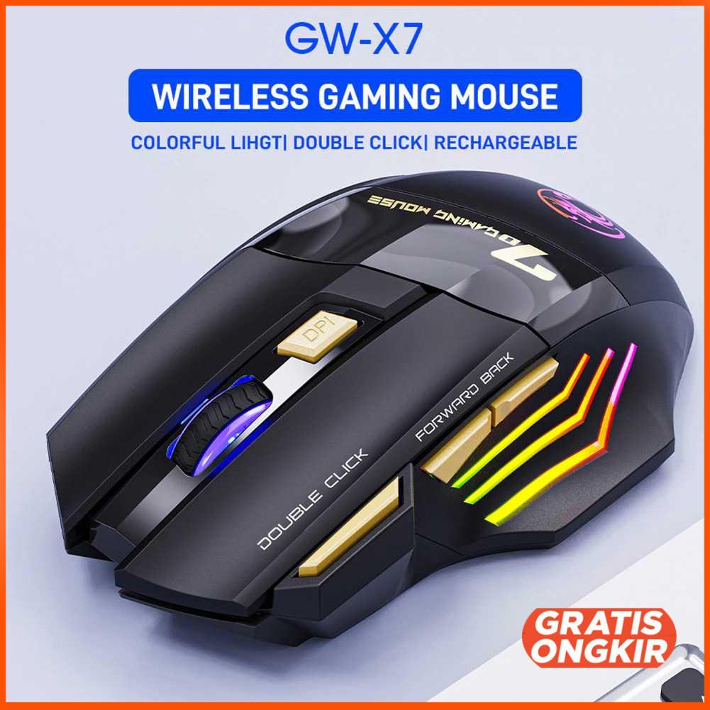 Gaming Mouse Wireless Ergonomic RGB Rechargeable 3200 DPI GW-X7 ...