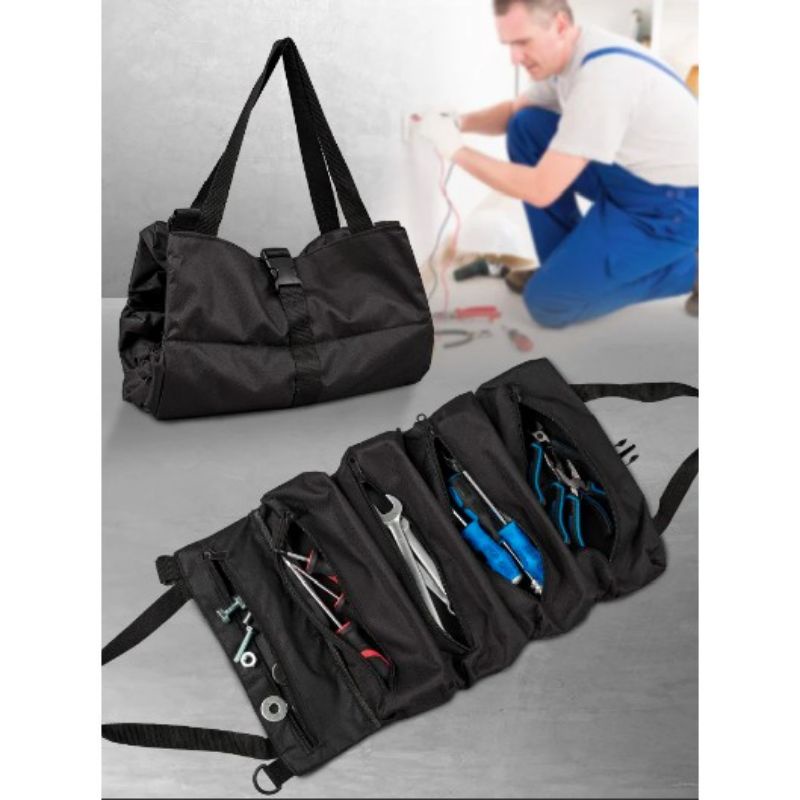 Multifunction Oxford Cloth Folding Wrench Bag Tool Roll Storage Pocket ...