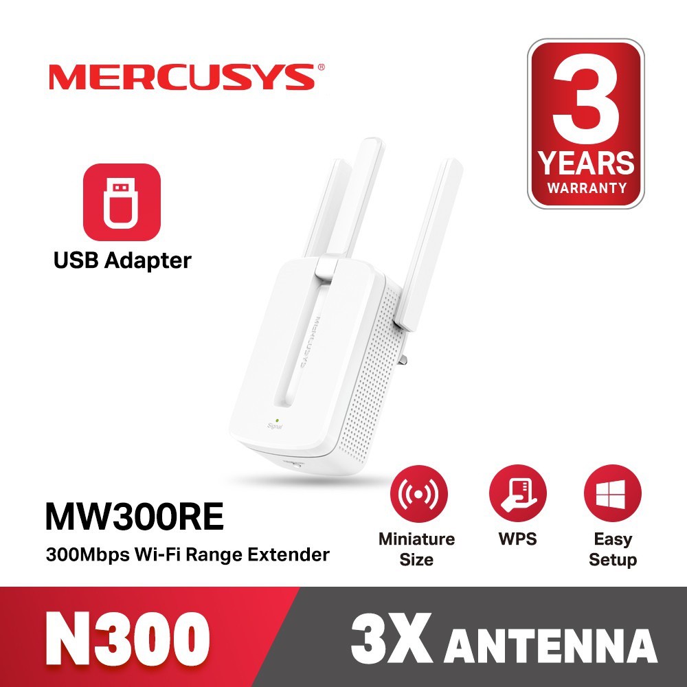 Mercusys MW300RE 3 x Antennas Wireless N300 Mimo Wifi Range Extender ...