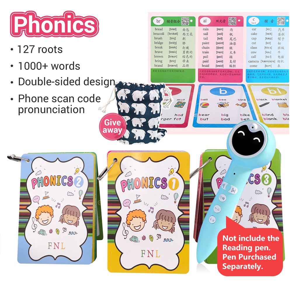 129Words English Phonic Cards Learning Toys Kid Gift Teaching Aids ...