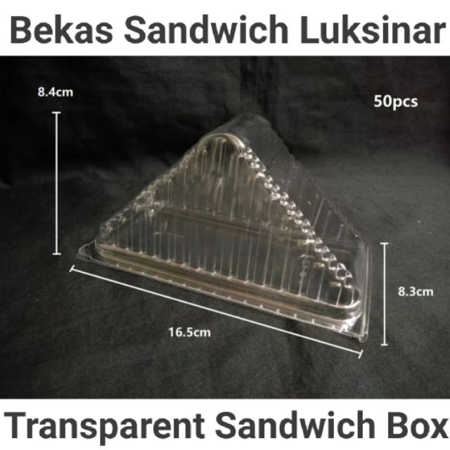 Bekas Sandwich TOLI-64L PVC Sandwich Box Transparent Container (50pcs ...