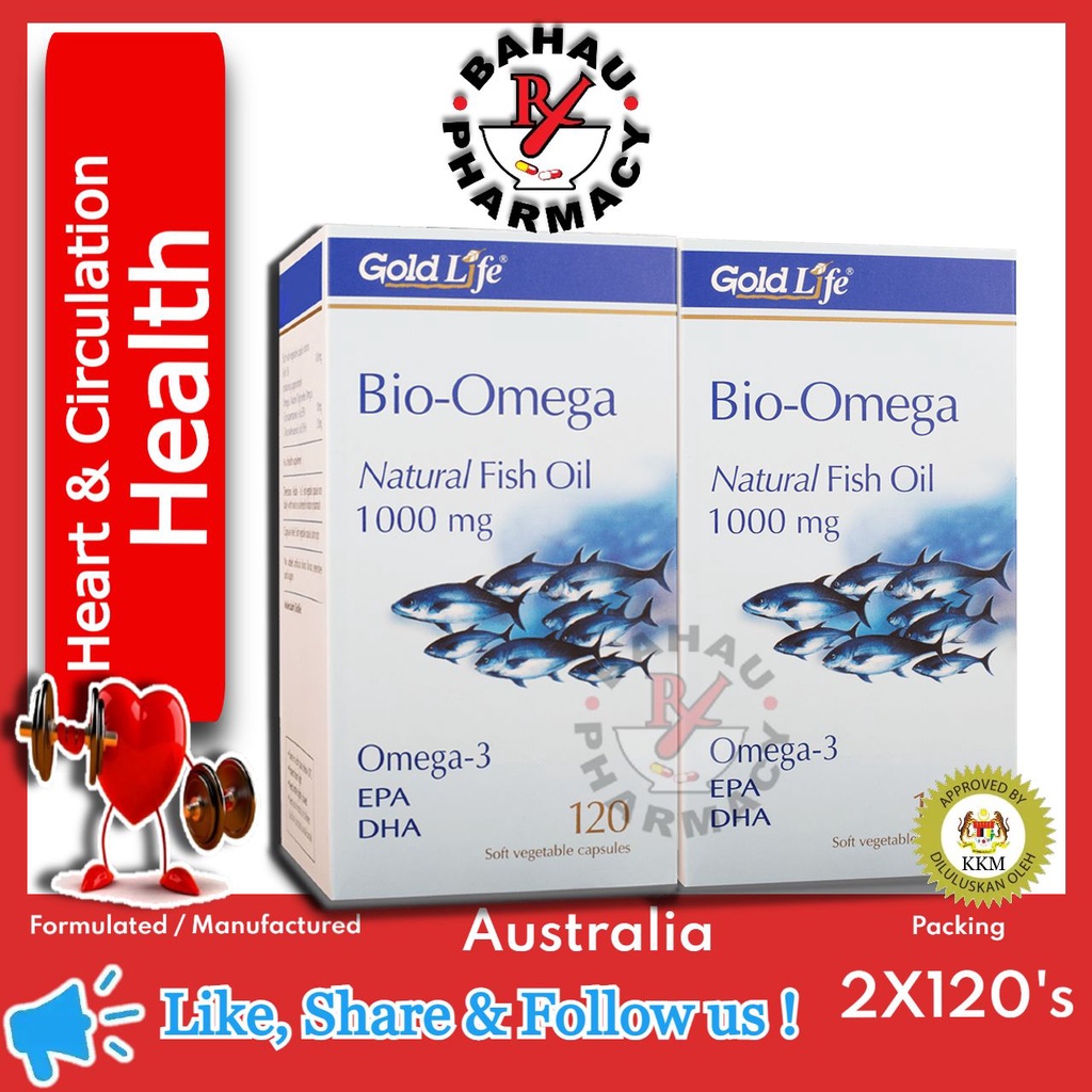 GOLD LIFE BIO-OMEGA NATURAL FISH OIL 1000MG SOFT VEGE CAPSULES | Shopee ...