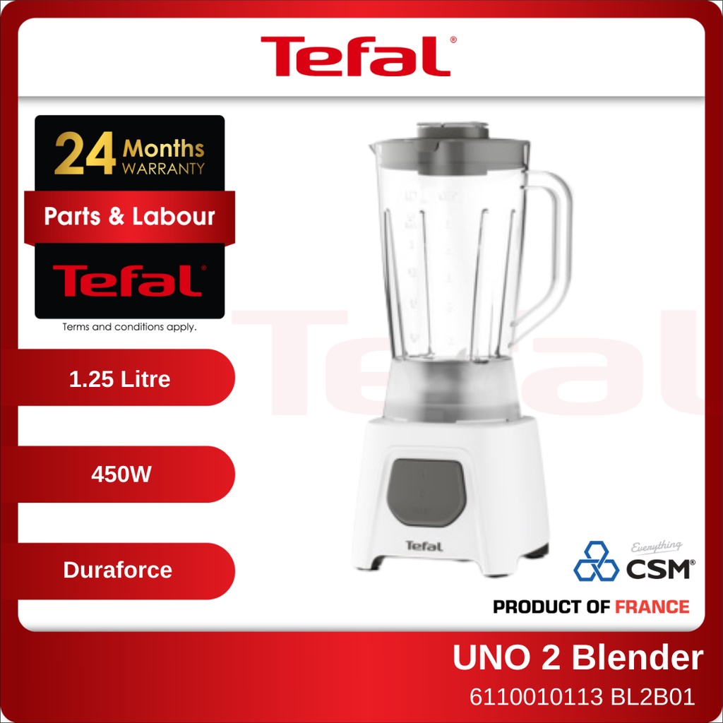TEFAL Uno 2 - 1.25L Plastic Jar Blender With Pulse Function + 2 ...