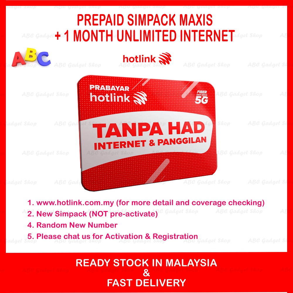 HOTLINK (Tanpa Had) UNLIMITED PREPAID SIMCARD with 1 MONTH INTERNET SIM ...