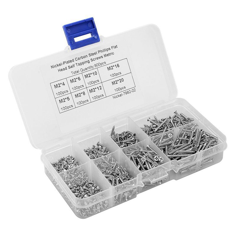 800Pcs Stainless Steel Self Tapping Screw Assortment Kit Lock Nut Wood ...