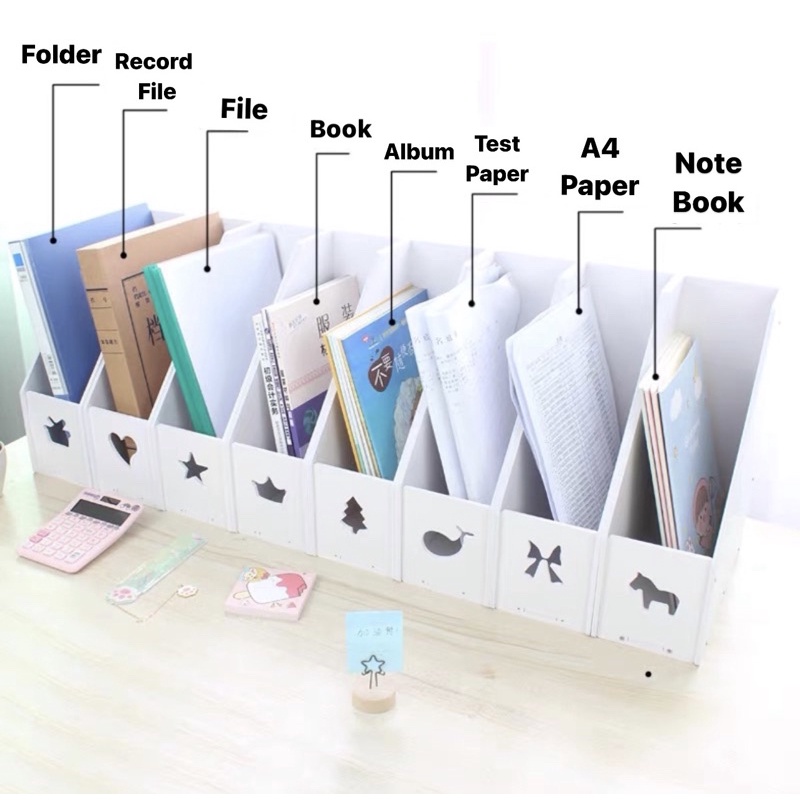DIY Desktop Office File Holder Stationery Storage A4 Folder Holder Rak ...