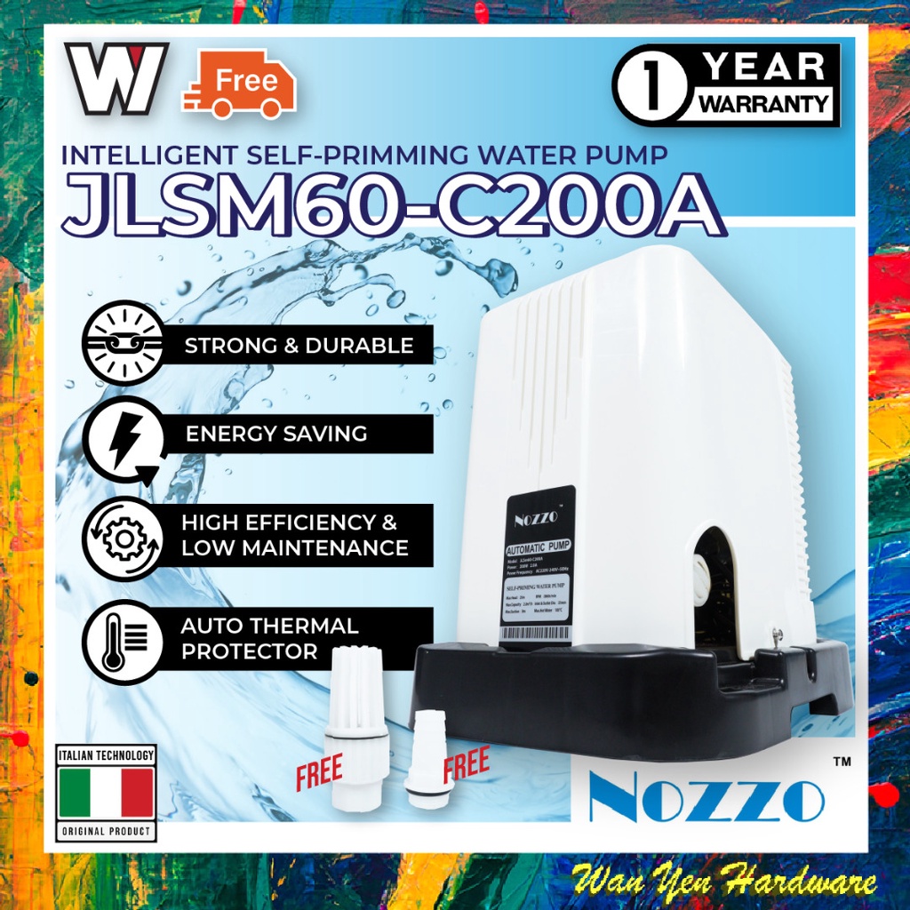 (Italy Technology) Nozzo Automatic Pump JLSM60-C200A - 0.3HP | Shopee ...