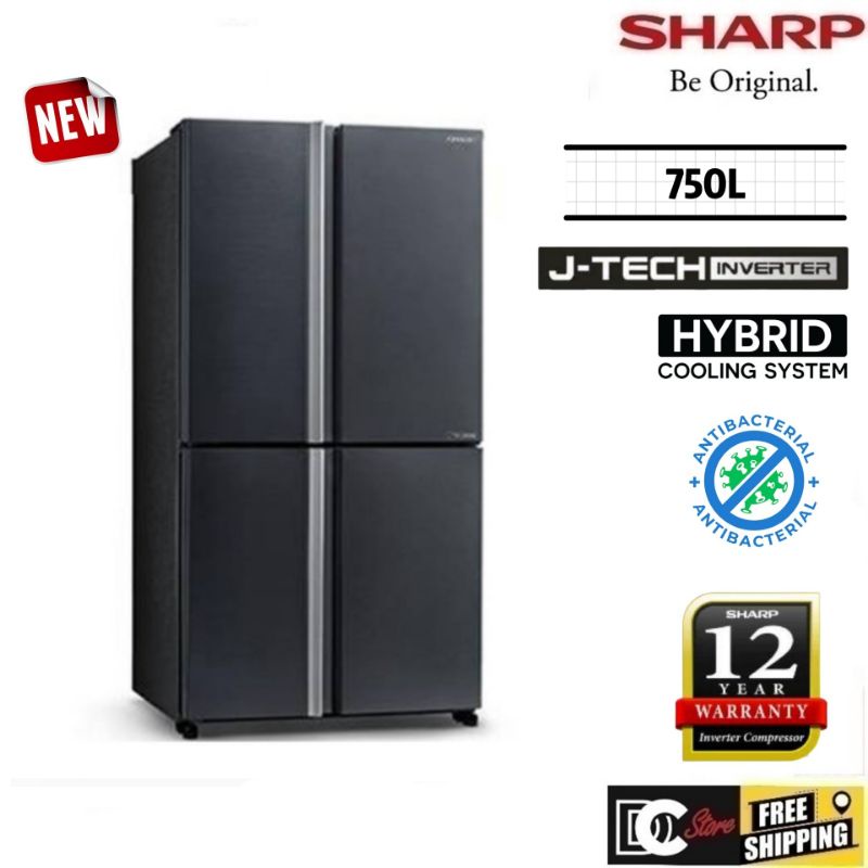 Sharp 750L 4 Door Inverter Refrigerator SJF921VMSS (Dark Grey) | Shopee ...